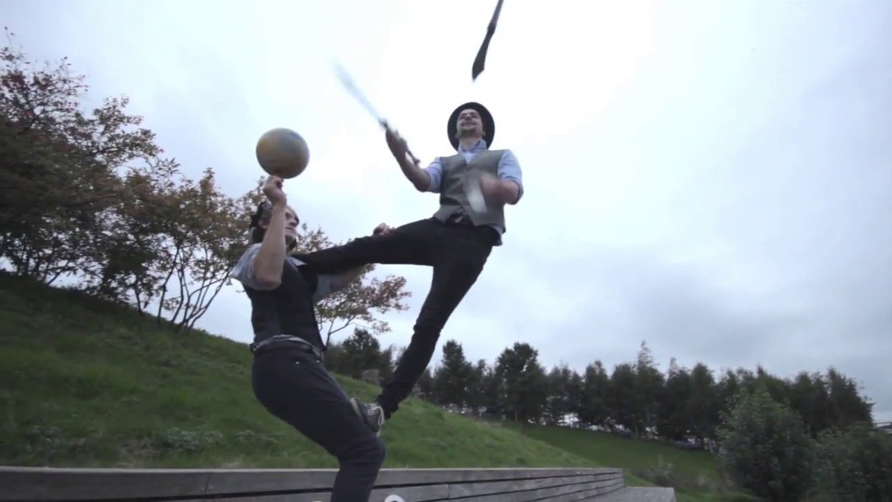 Acrobatic juggling circus vintage duo for hire (Dan AJ) - YouTube