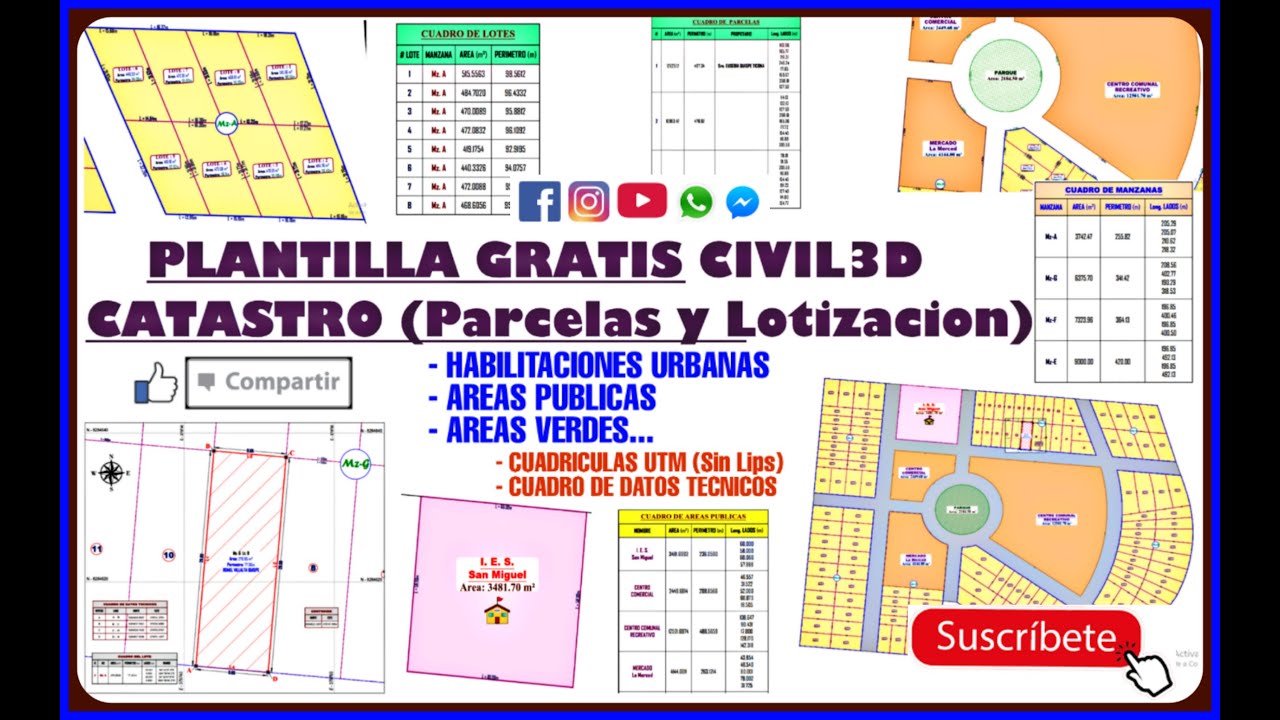 PLANTILLA GRATIS CIVIL3D - CATASTRO (Parcelas y Lotizacion) - YouTube