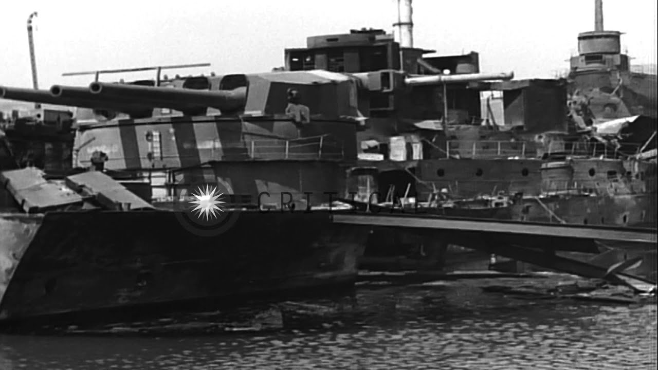 Damaged battleships at the harbor in Toulon, France HD Stock Footage ...