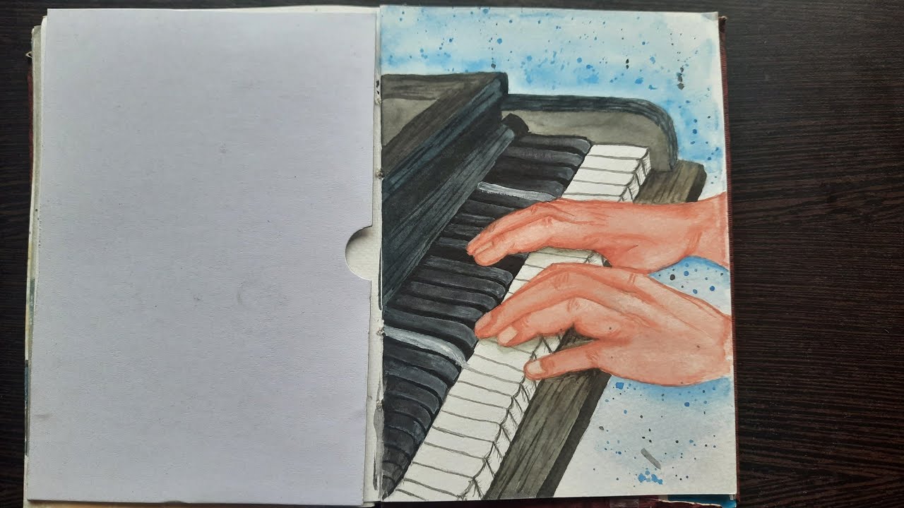 Watercolour painting | playing piano | #watercolor #watercolorpainting ...