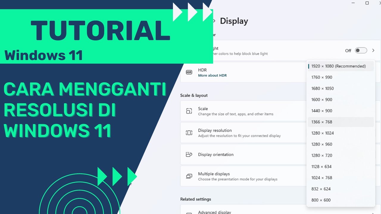 Tutorial Windows 11 | Cara merubah resolusi layar - YouTube