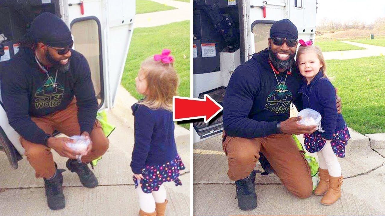 Garbage Man Changed Girl Life After Receiving Cupcake - YouTube