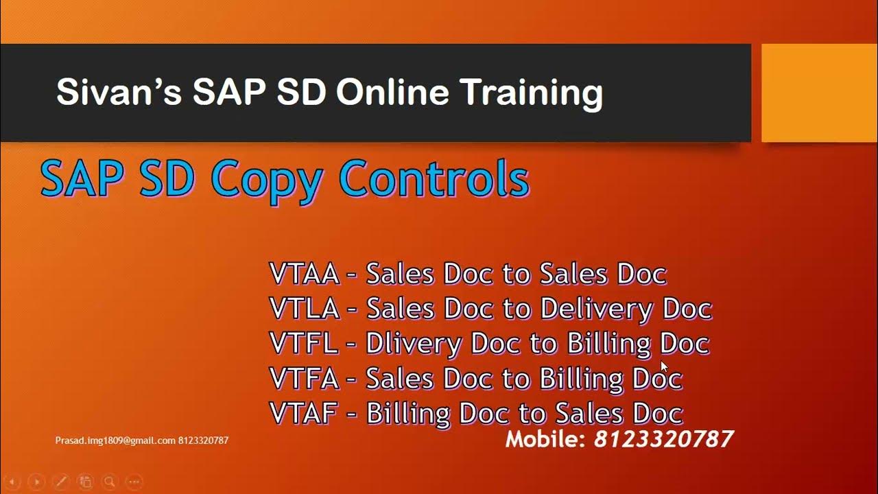 SAP SD Copy Controls VTAA VTLA VTFL VTFA VTAF | Sivan's SAP SD Training - YouTube