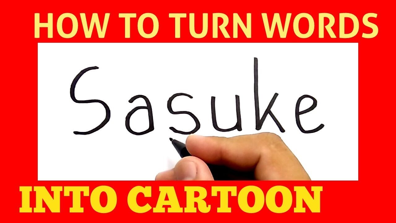 KEREN BANGET, menggambar SASUKE dari kata SASUKE / how to turn words ...