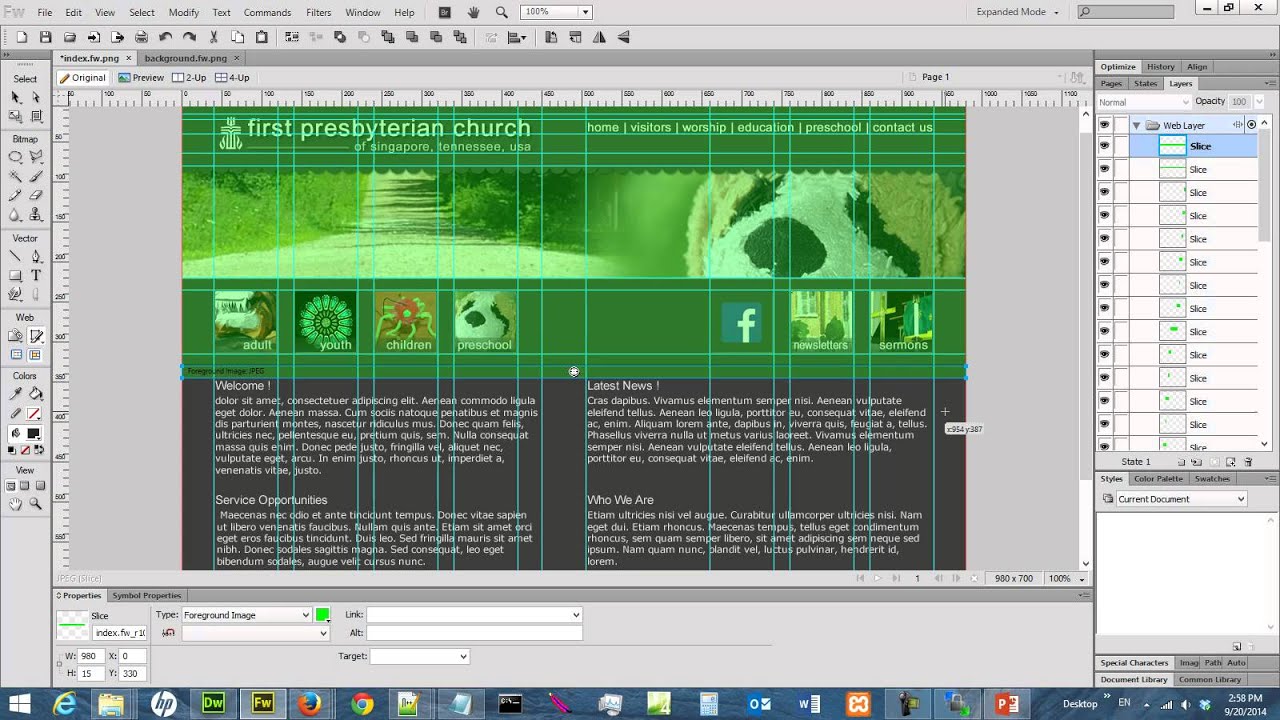 Tutorial web design 15 slicing 1 - YouTube