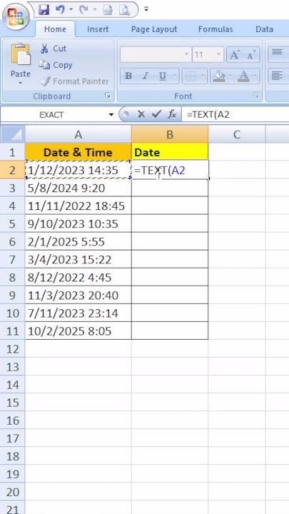 "How to Extract Date from a Date & Time in Excel | - YouTube