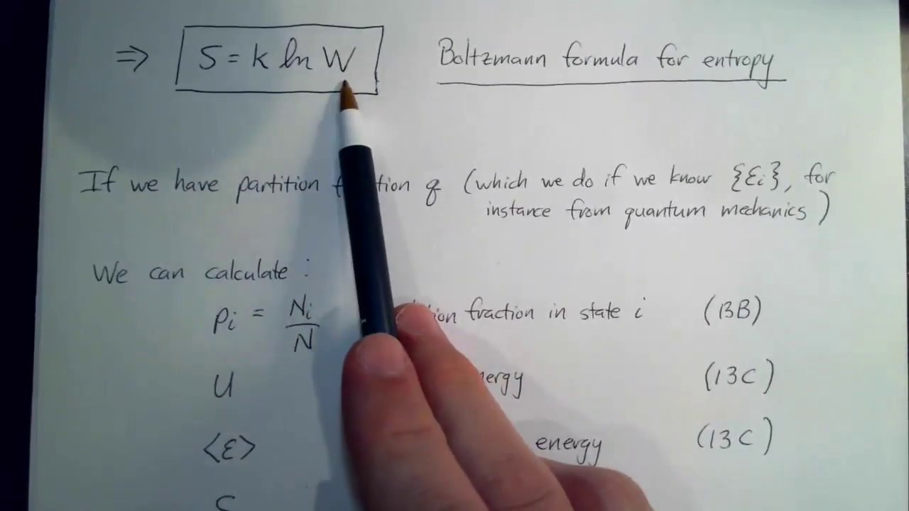 13E: Boltzmann Formula for Entropy - YouTube