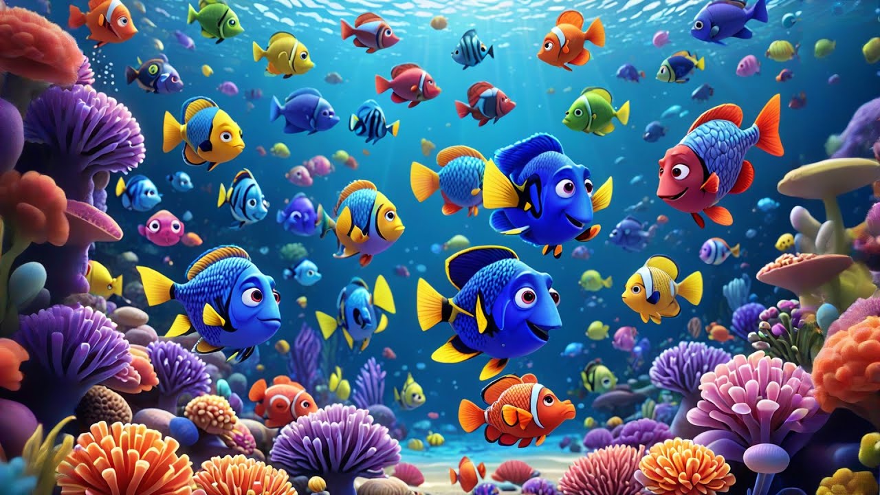 Five Rainbow Fish Sing in a Line | Ocean Song for Kids | Fun Counting ...
