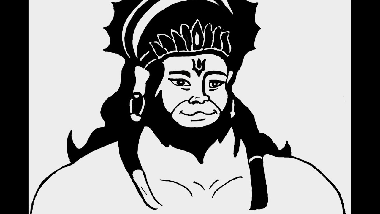 How to draw Easy Hanuman Ji Drawing | Black and white drawings ️ | Art ...