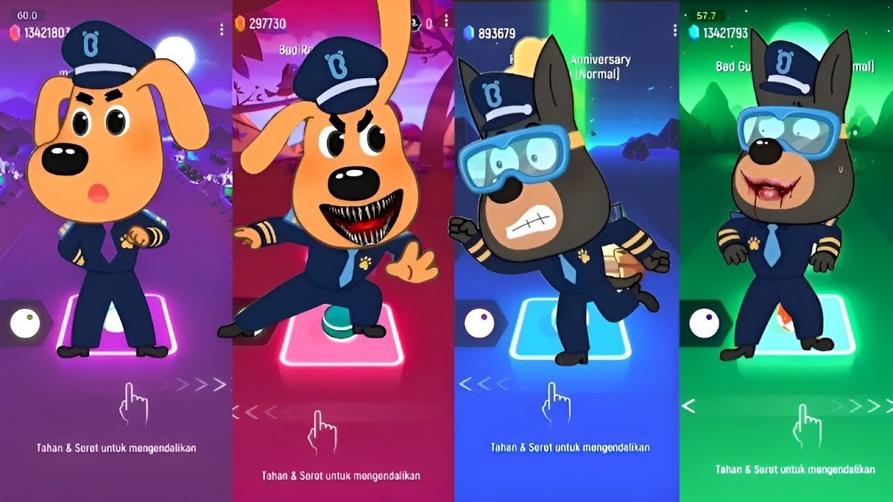 Sheriff Labrador 🆚 Police Officer 🆚 Sheriff Papillon 🎶 Tiles Hop EDM ...