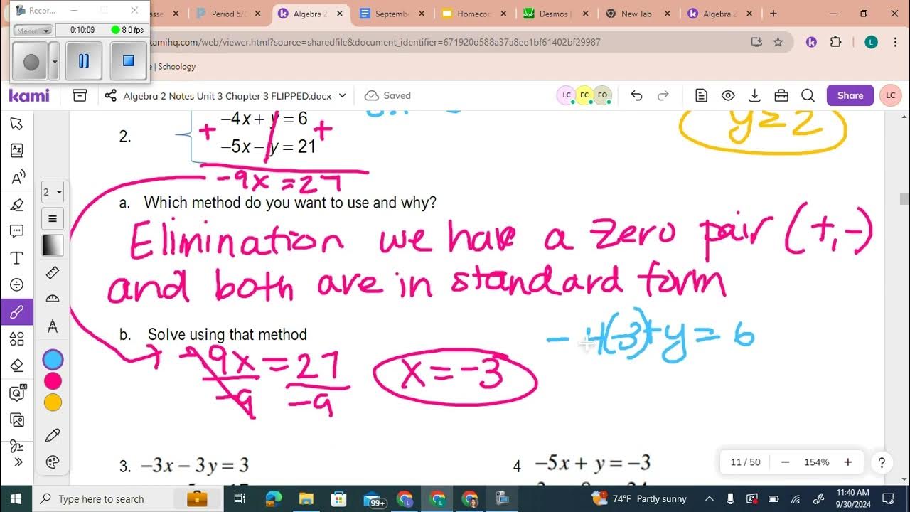 Solving Systems of Linear Equations Algebraically - YouTube