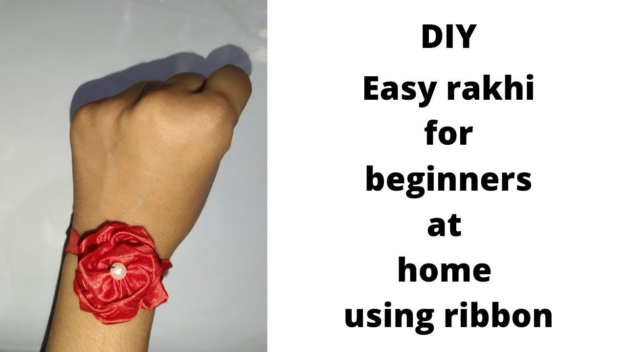How to make easy rakhi at home for beginners using ribbon l DIY Ribbon ...