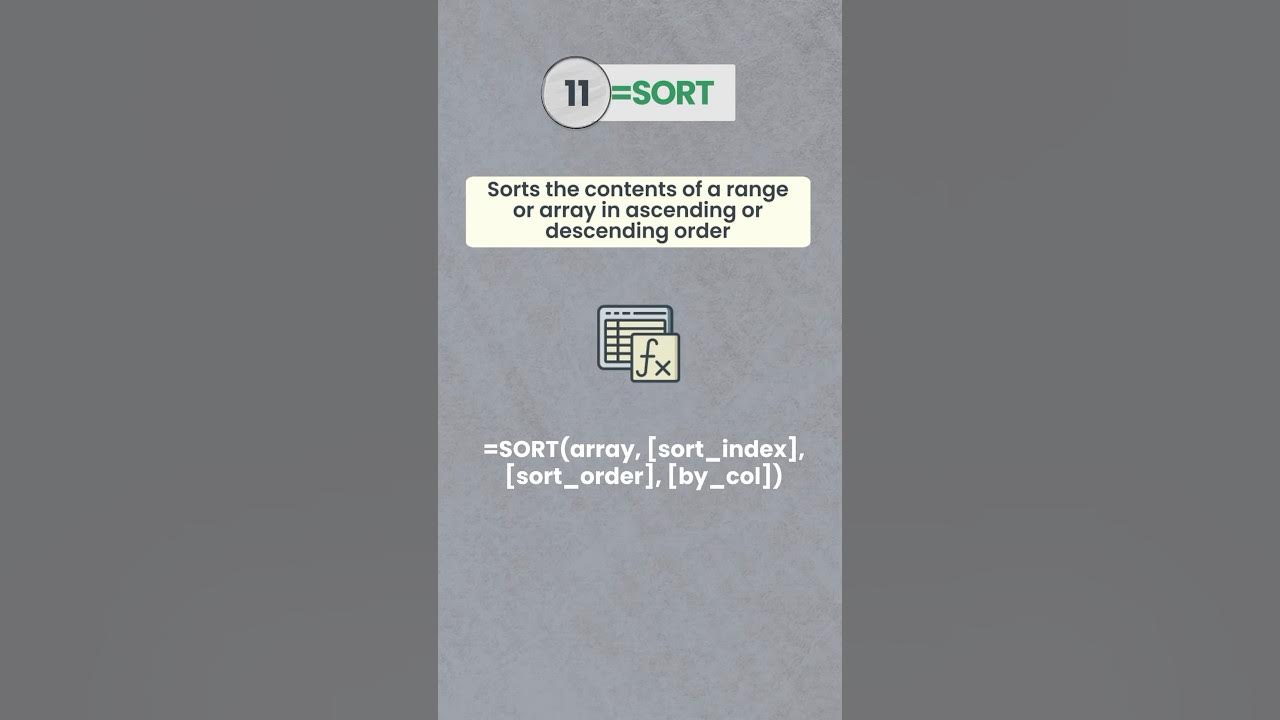 Learn The Sort Function In Excel Excel Exceltips Excelformula