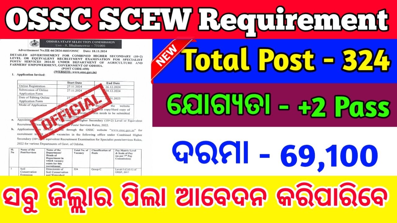 OSSC SCEW Requirement 2024-25 || How To Apply Scew Online Odisha ...