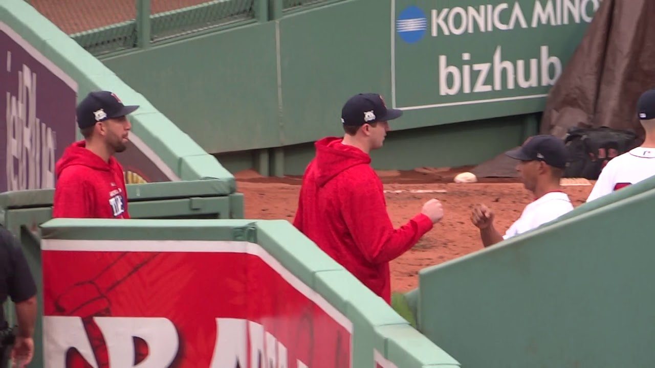 Steve Horgan fist pumps the Red Sox bull pen during game 3 of the ALDS ...