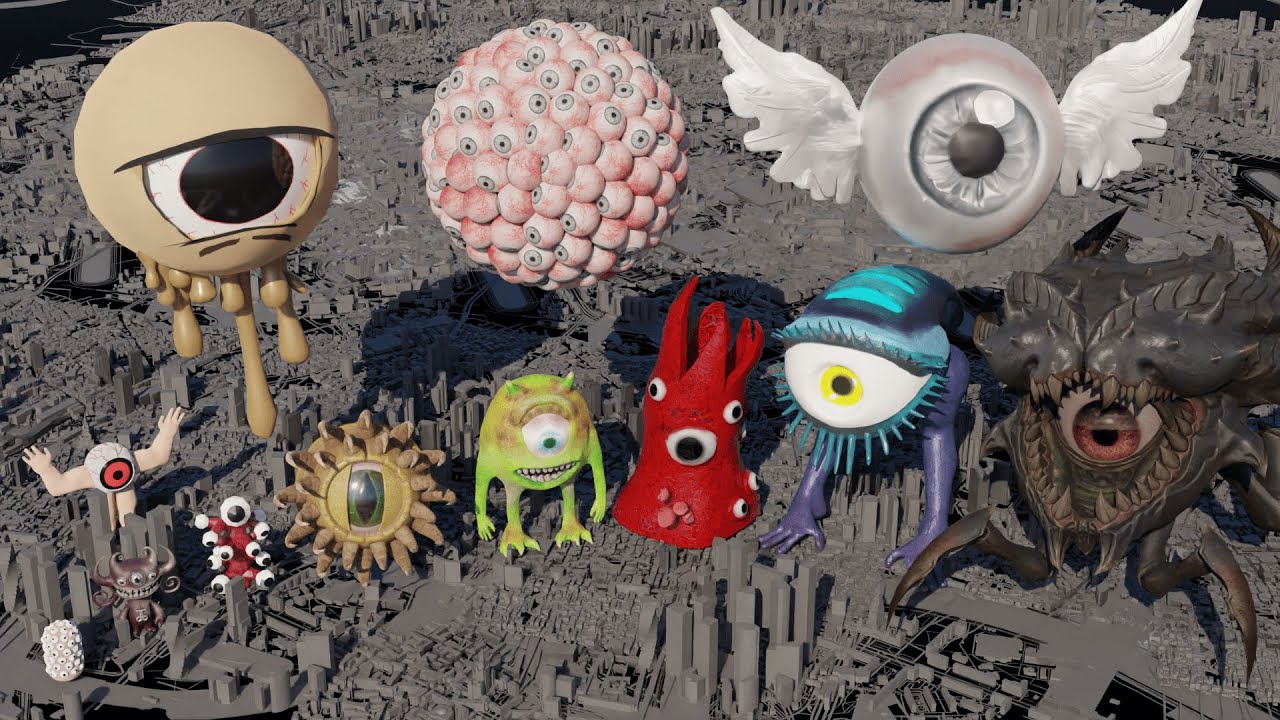 Eye Monsters Size Comparison 3D | Giant Eyeball Creatures Animation ...