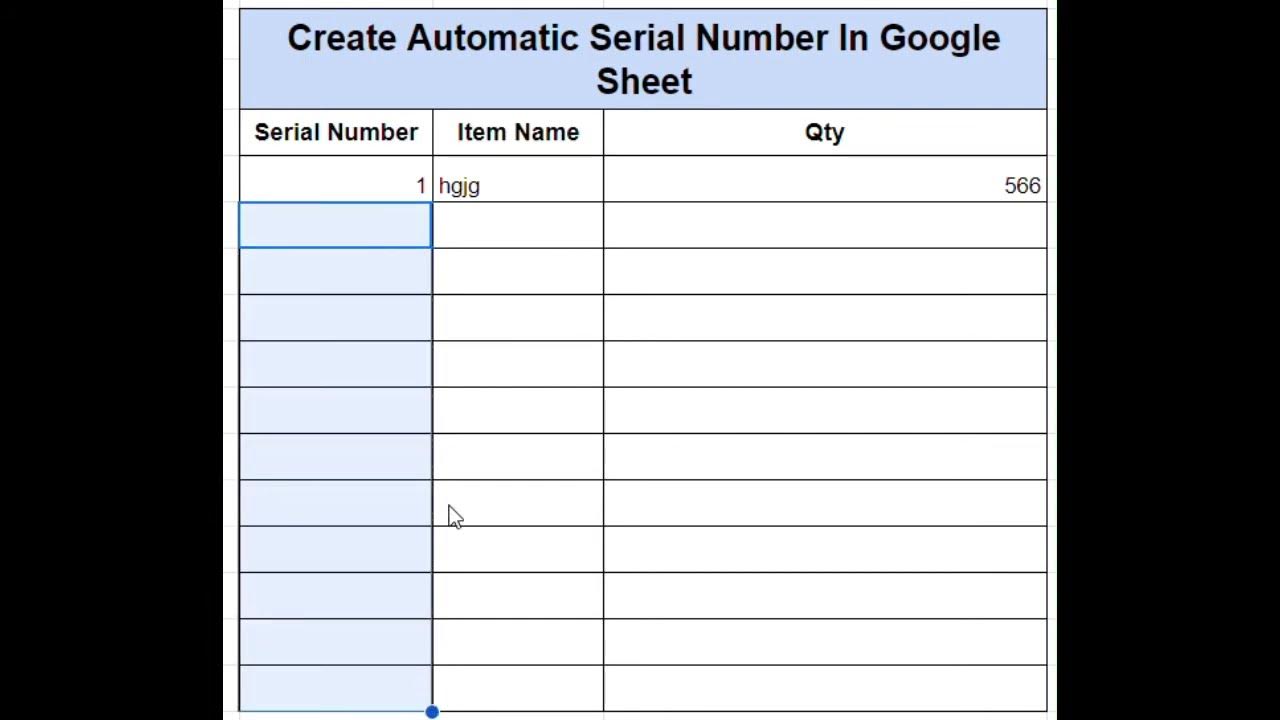How to set up automatic serial numbers in Google Sheets - YouTube