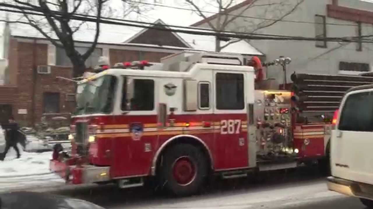 FDNY ENGINE 287 TAKING UP AFTER MANHOLE FIRE ON 69TH STREET IN MASPETH ...