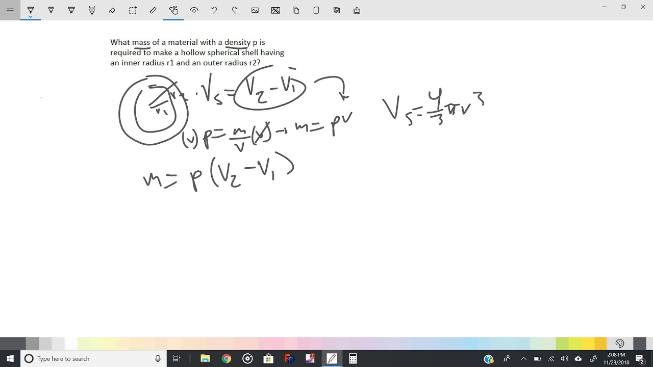 Practice Problem Mass Of A Spherical Shell YouTube practice-problem-mass-of-a-spherical-shell-youtube