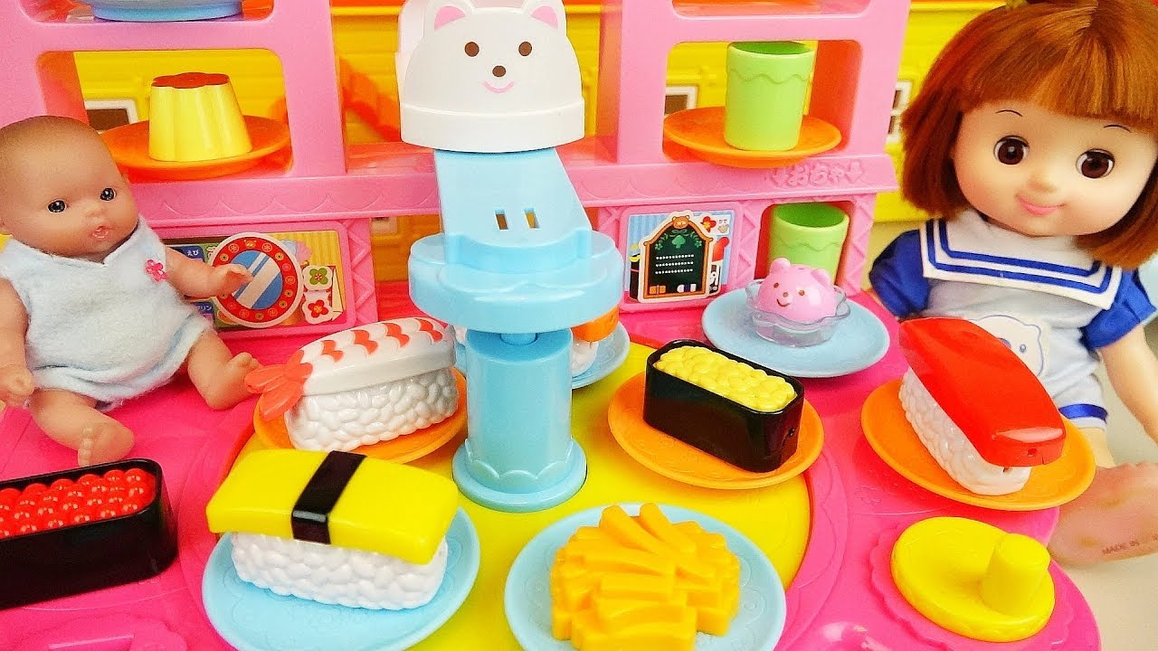 Baby doll food shop cooking play baby Doli house - YouTube