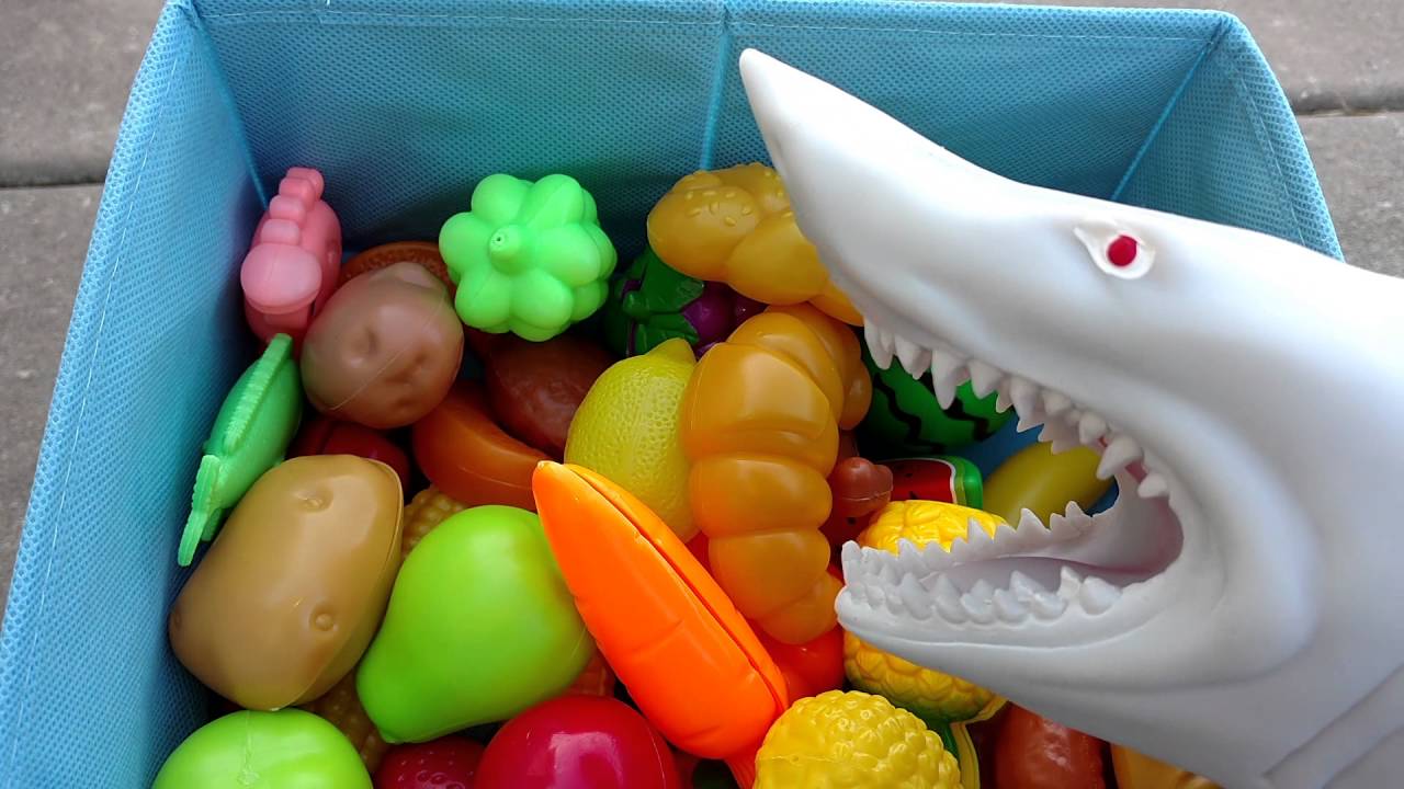 Learn Names of Fruits And Vegetables/ Puppet Shark Eating-Fun Learning ...