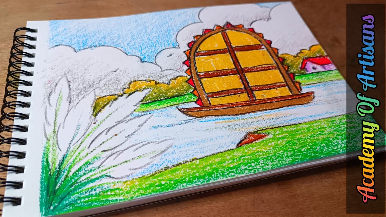 Easy Agomoni Drawing Of Maa Durga | Easy Drawing For Kids | Oil Pastel ...