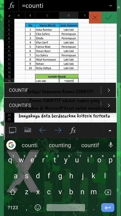 Cara Menggunakan Rumus COUNTIF di Excel | Tutorial Excel di Android # ...