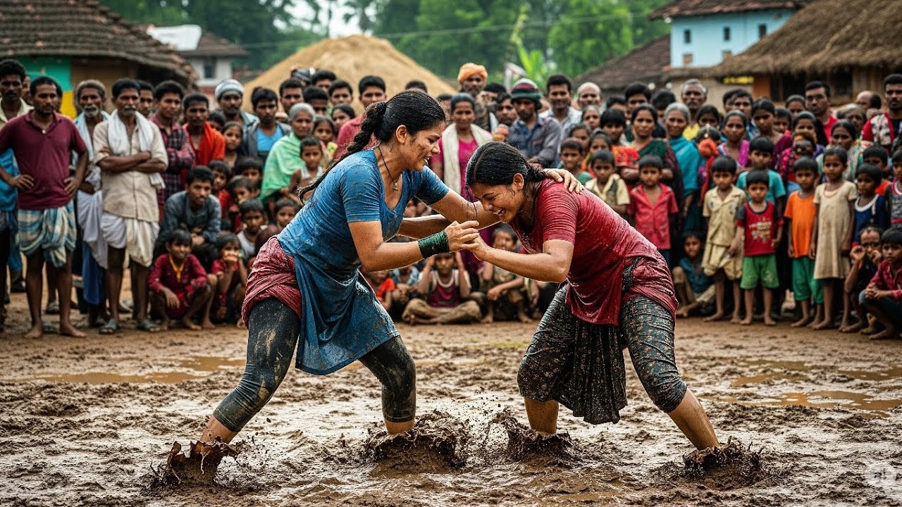"Village Girls’ Wrestling Match | Desi Kusti Fight in Front of Huge ...