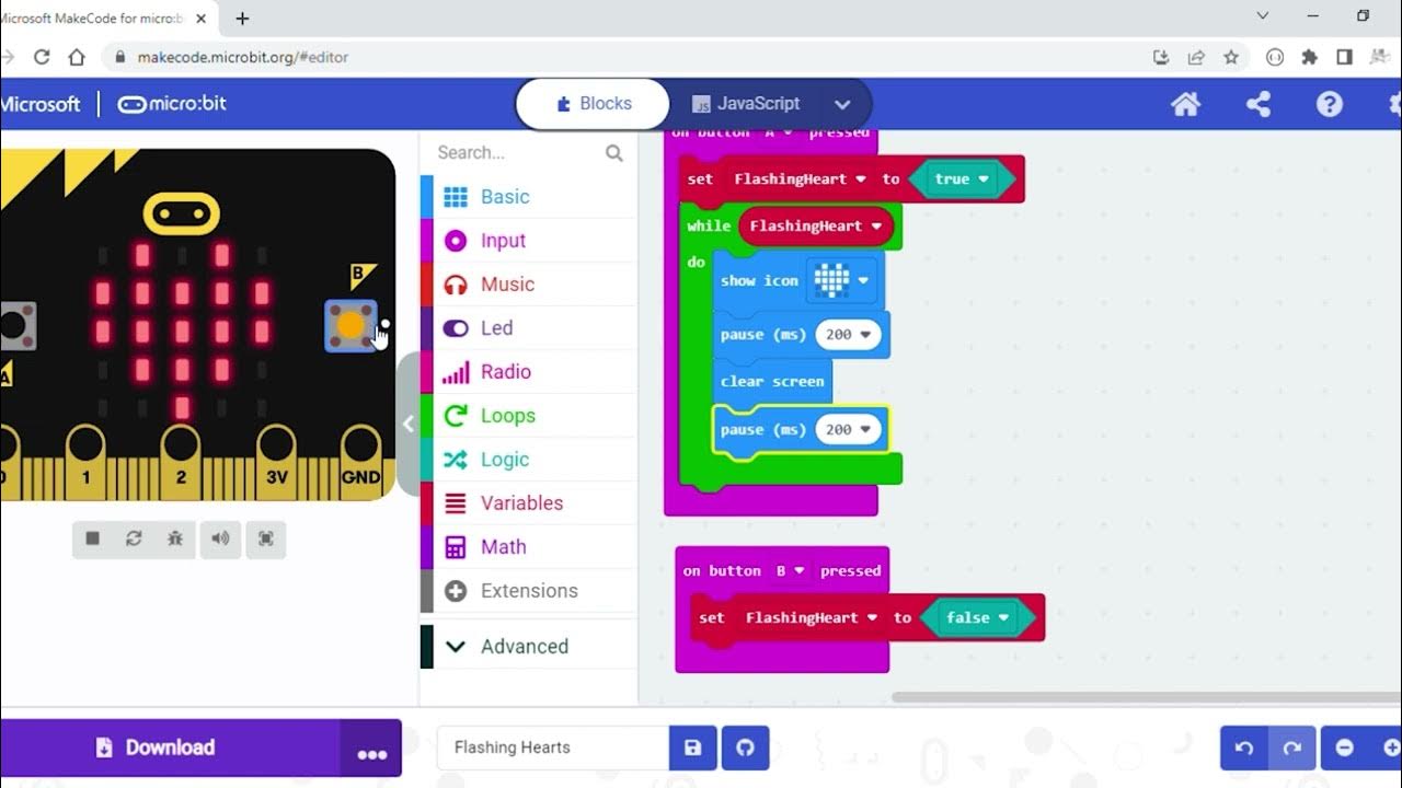 Microbit Flashing Hearts Youtube