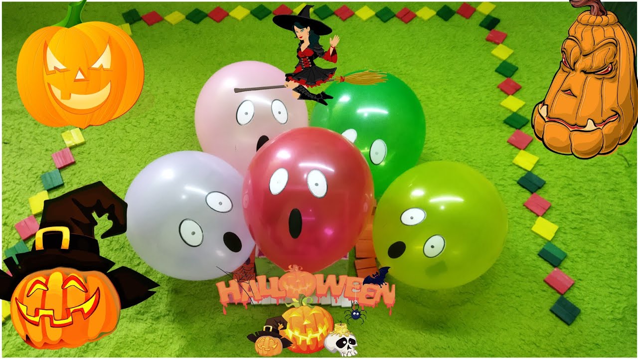 Blowing up balloons🎈balloon pop🎈hallowen balloon pop🎈fun balloon ...