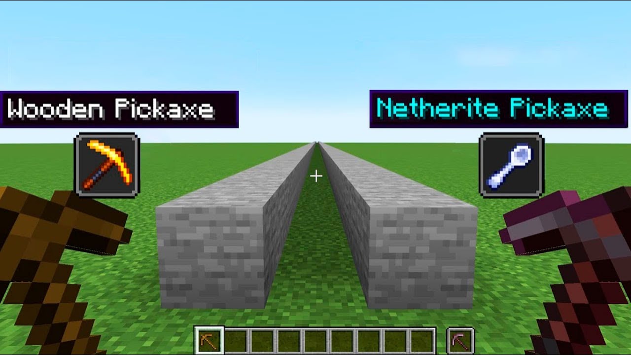 netherite pickaxe + mining fatigue vs wooden pickaxe + haste ...