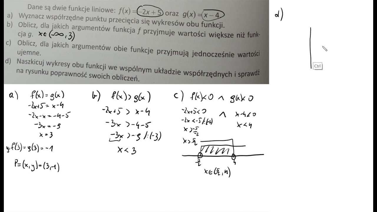 4 61 Dane S Dwie Funkcje Liniowe Wyznacz Wsp rz dne Punktu Przeci cia 4 61 Dane S Dwie Funkcje Liniowe Wyznacz Wsp rz dne Punktu Przeci cia