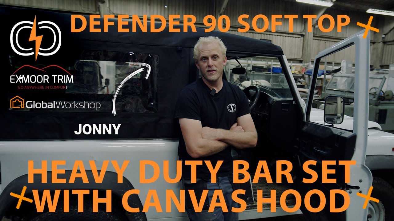 DEFENDER 90 SOFT TOP HEAVY DUTY BAR SET WITH CANVAS HOOD - YouTube