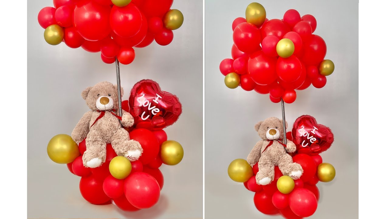 Floating Teddy Bear Balloon Decorations for Anniversary - YouTube