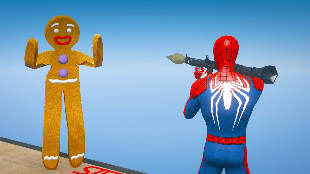 SPIDERMAN vs Gingerbread Man | GTA 5 Water Ragdolls (Euphoria Physics ...