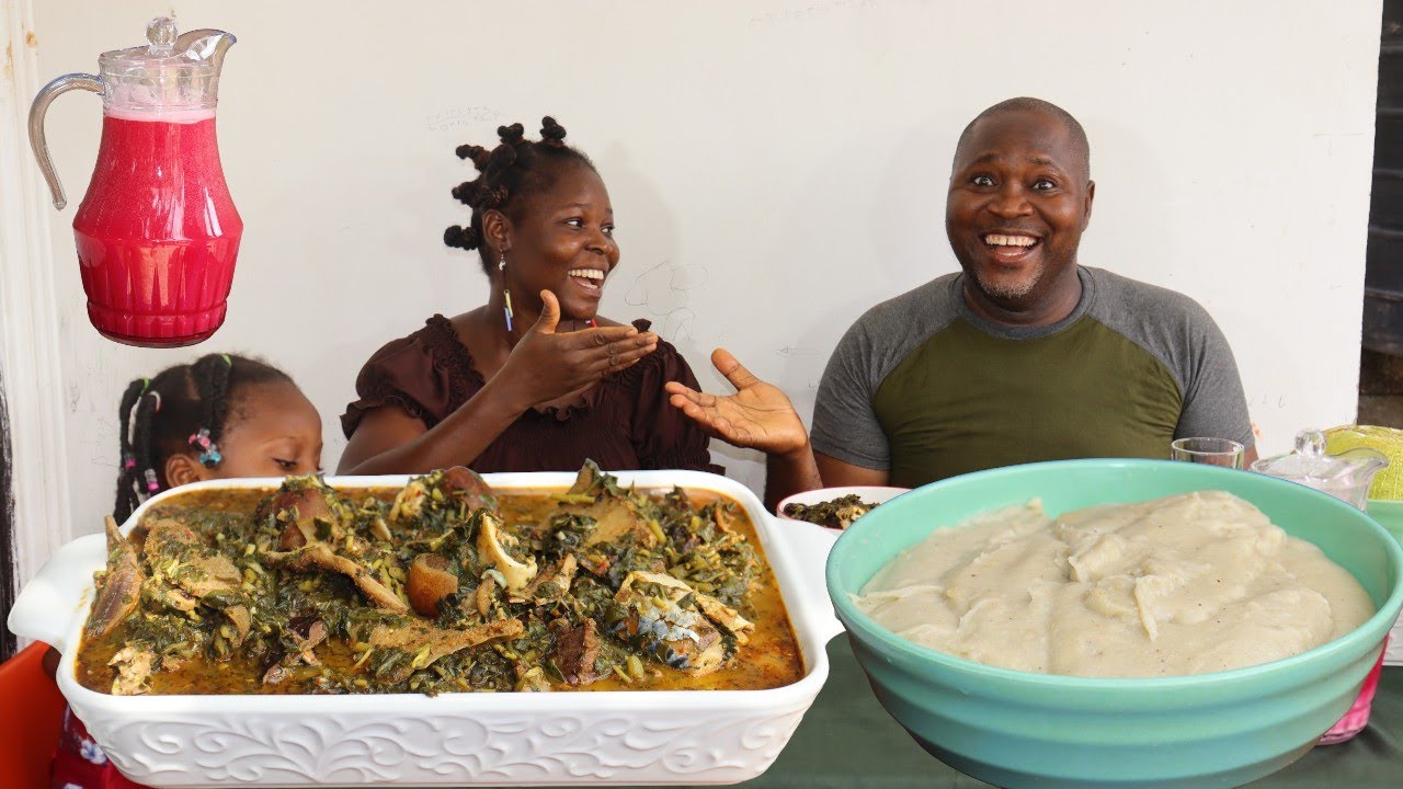 Fufu & Vegetables Soup ASMR Mukbang Super Delicious African Delicacy ...