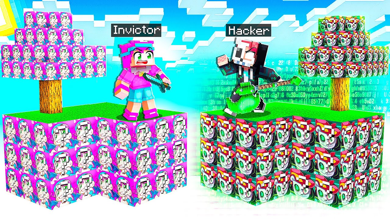 Isla de LUCKY BLOCK de INVICTOR vs HACKER 😱 ¿Quién es mejor? - YouTube
