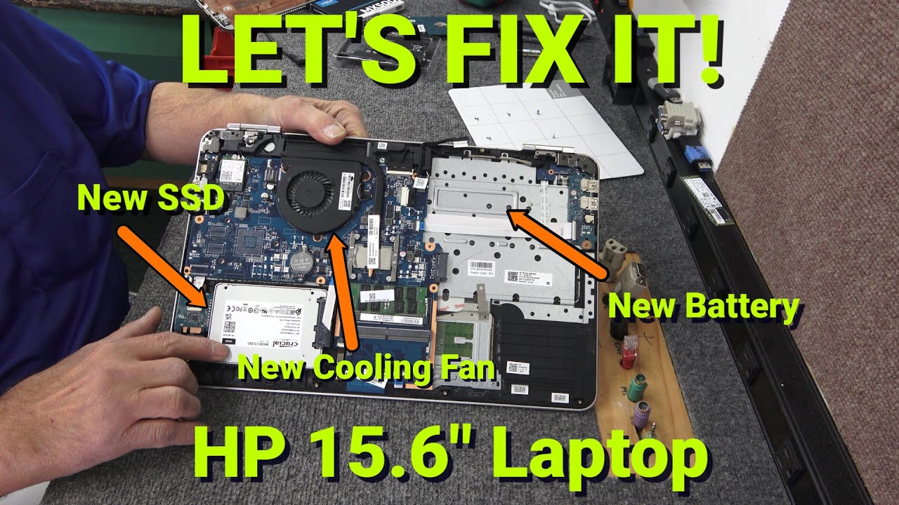 HP 15-au057cl Repair, Install SSD, Replace CPU Fan, Replace Battery ...
