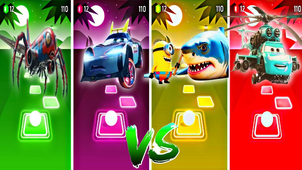 INFECTED SKY Spider 🆚️ Cars Toons 🆚️ MINION SHARK MONSTER 🆚️ McQueen ...