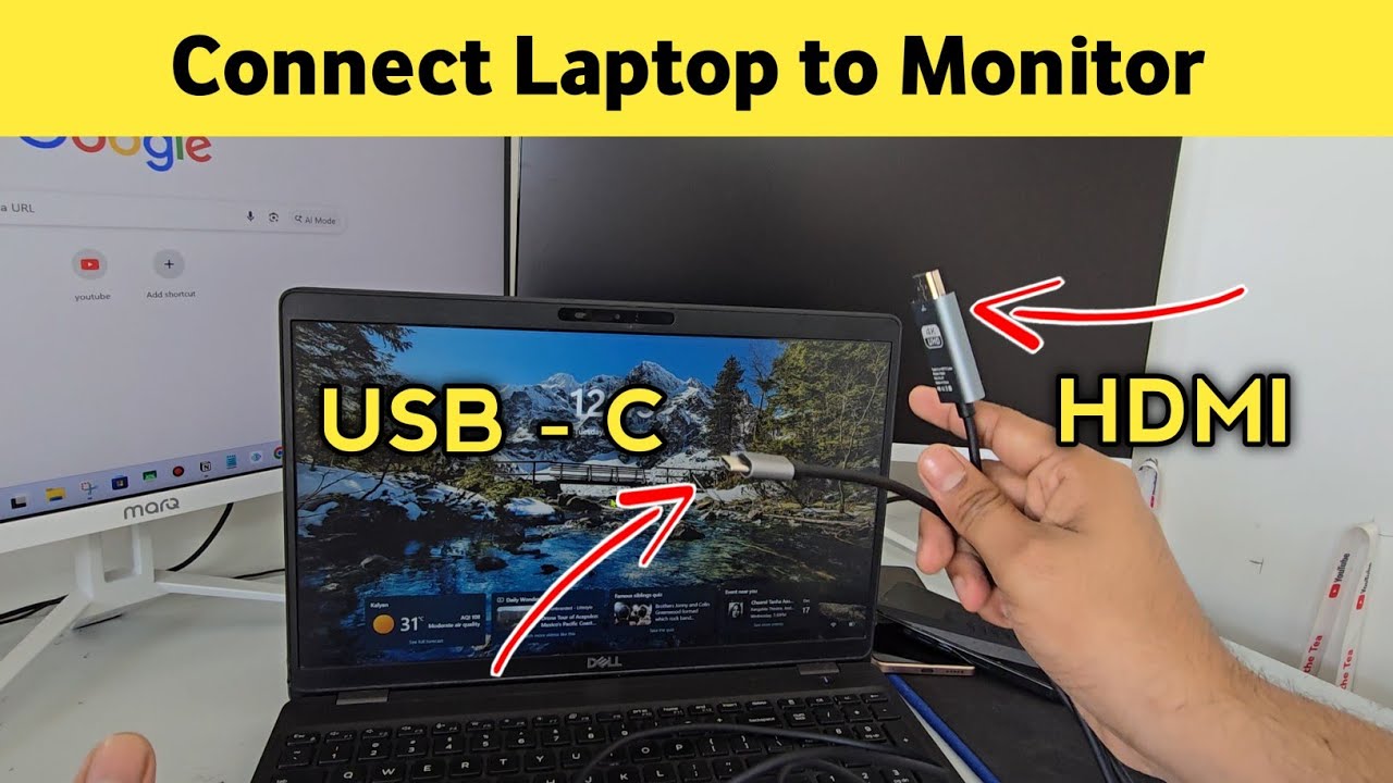 How To Connect Laptop To Monitor/Tv Using Type C Cable - Step By Step ...