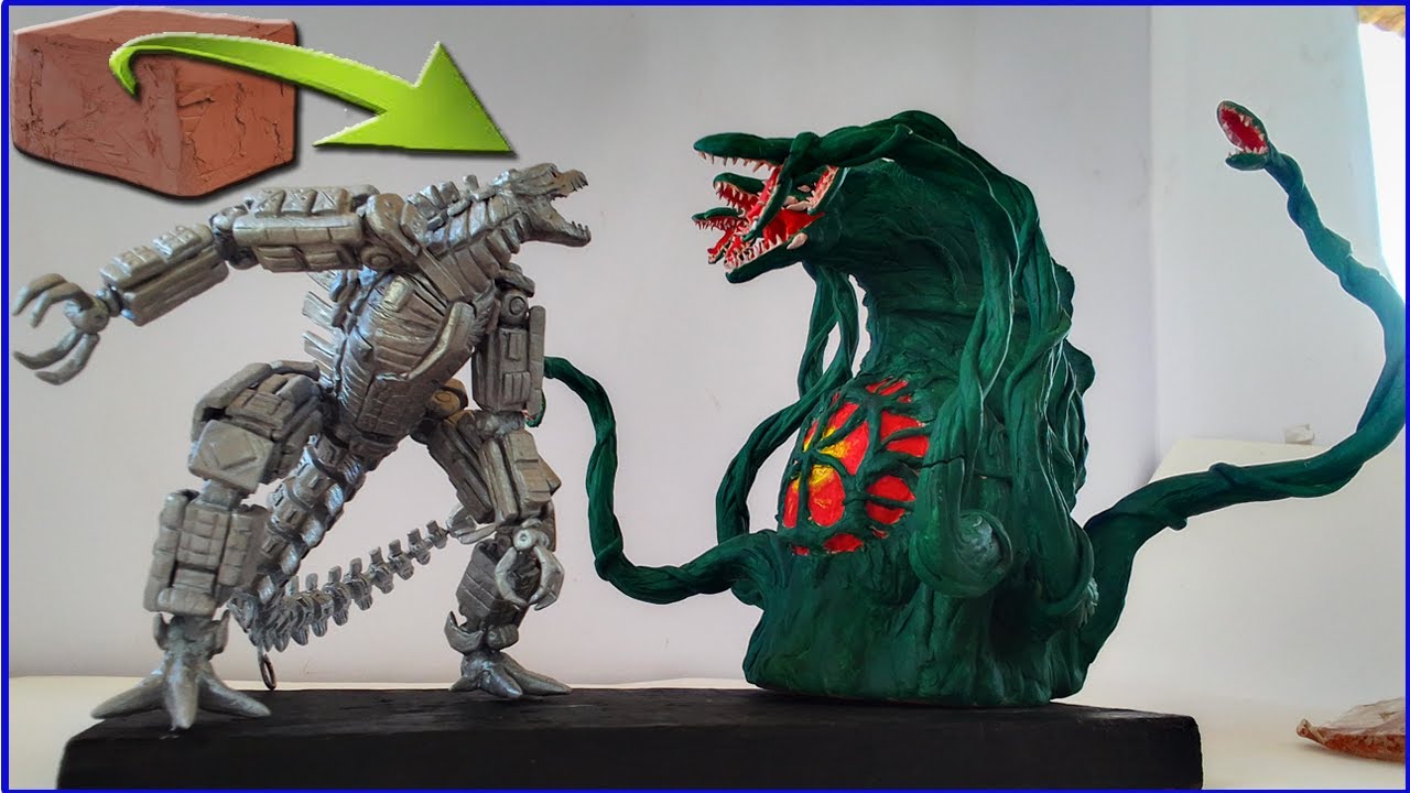 Mechagodzilla vs Biollante with clay. - YouTube