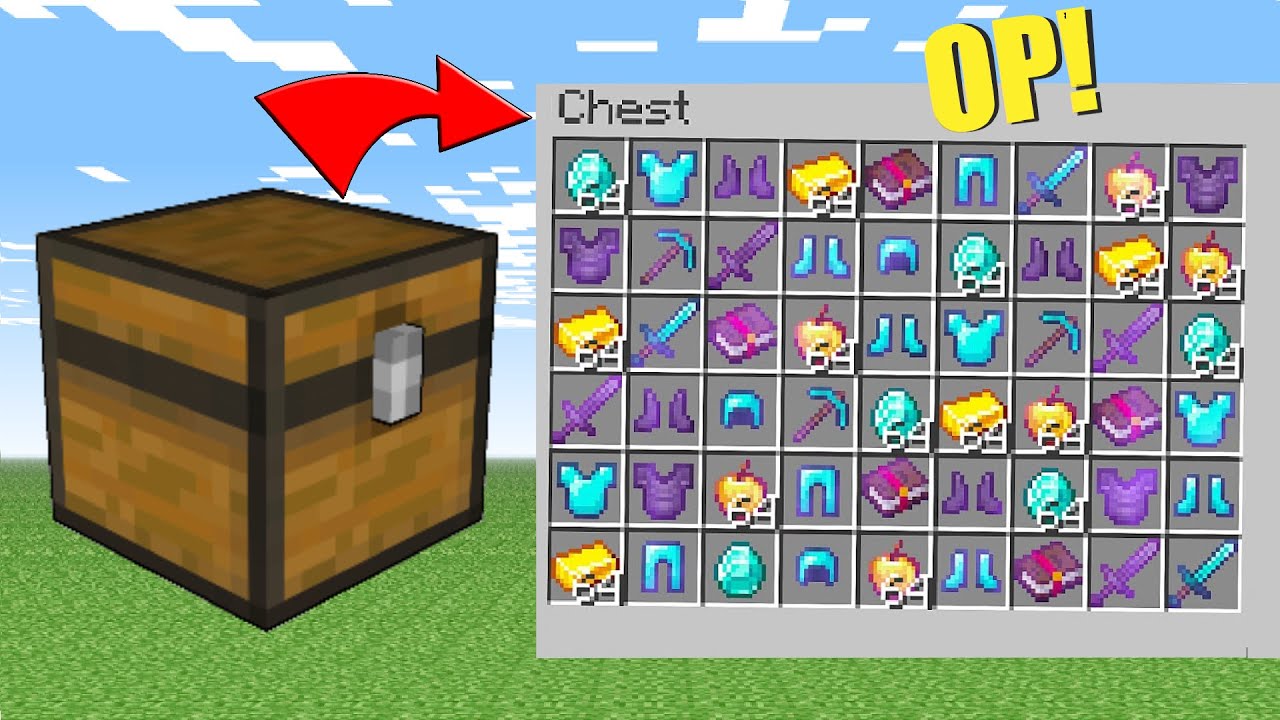 Minecraft But CHESTS Gives OP ITEMS.. - YouTube