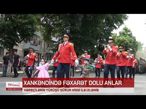 Silahlı Qüvvələr Günü münasibətilə Xankəndidə hərbçilərin yürüşü keçirilib