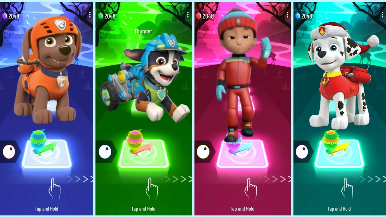 PAW Patrol: Zuma, Rex, Ryder & Marshall in Tiles Hop | Episode 93 - YouTube