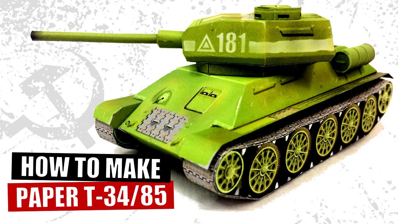 How to make papercraft tank T 34 85 WW2, DIY paper tank model template ...