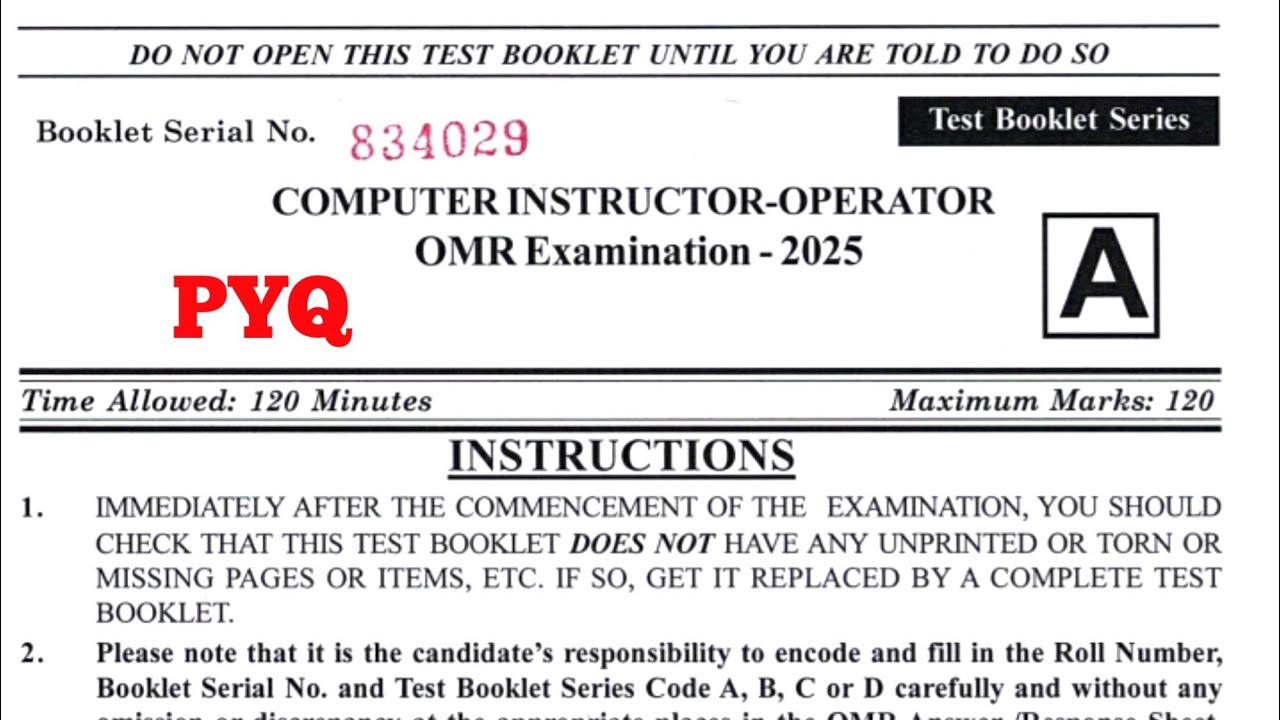 JKSSB PYQ || Computer Operator Paper 2025 || Jkssb Solved Paper || Naib ...