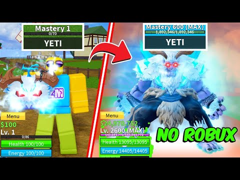 Went from LEVEL 1 to MAX LEVEL using *YETI* in Blox Fruits | Human v4 Full Awakening with no Robux!
