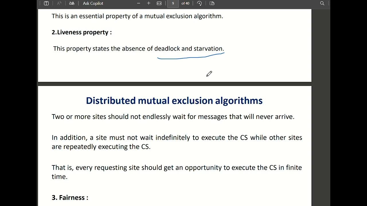 Distributed Computing CST402 PYQ-3 mark Properties of mutual exclusion algorithm - YouTube