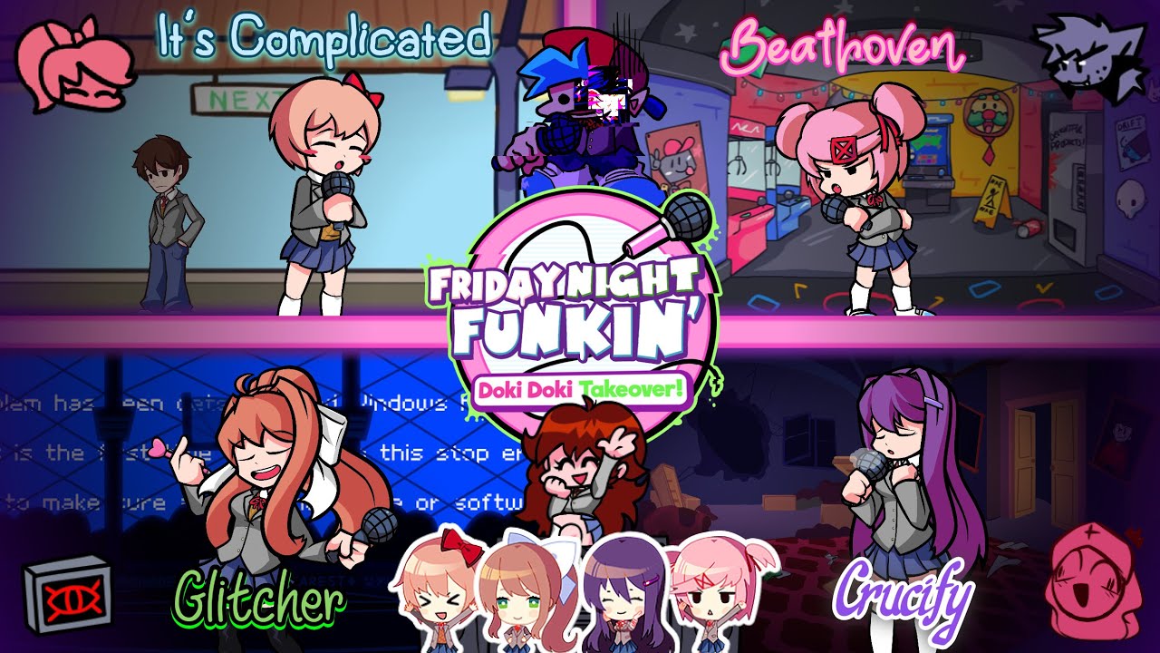 Club Festival (FNF Doki Doki Takeover Mix - Crucify x Beathoven x It's ...