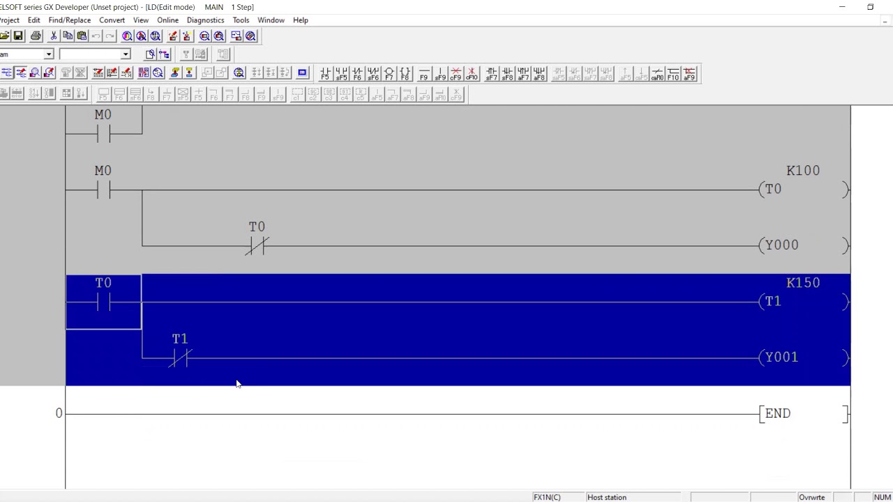 Lập trình PLC FX - Mitsubishi điều khiển 4 động cơ/bóng đèn sáng lần lượt. - YouTube